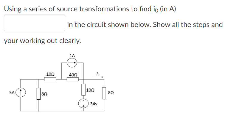 Solved Using a series of source transformations to find i0 | Chegg.com