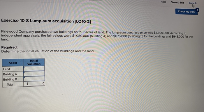 Solved Help Save & Exit Submit Check my work Exercise 10-8 | Chegg.com