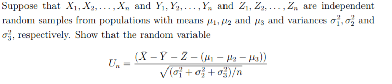 Solved Suppose that X1, X2, ..., Xn and Y1, Y2, ..., Yn and | Chegg.com