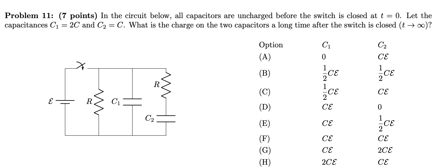 Solved Problem 11: (7 points) In the circuit below, all | Chegg.com
