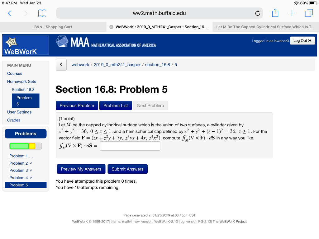 Solved 8:47 PM Wed Jan 23 ww2.math.buffalo.edu B&N | | Chegg.com