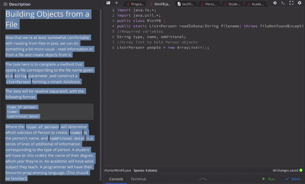 Solved Description Building Objects from a File Now that | Chegg.com