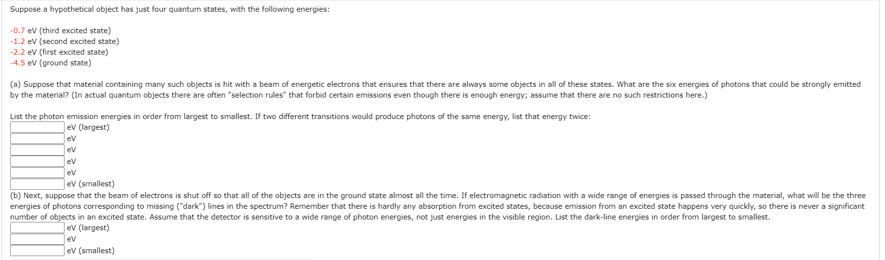 Solved Suppose a hypothetical object has just four quantum | Chegg.com