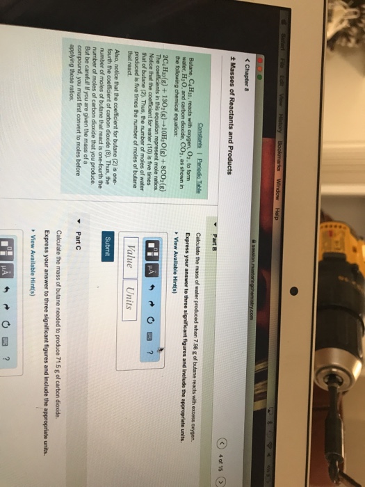 Solved Masses of Reactants and Products 4 of 15 Butane, | Chegg.com