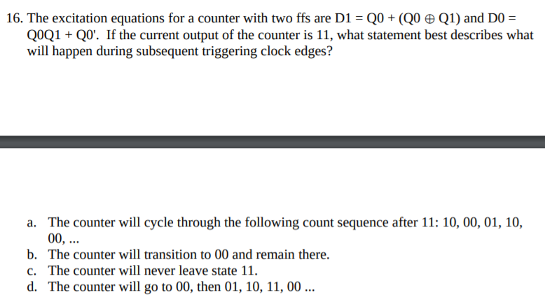 Solved 16. The excitation equations for a counter with two | Chegg.com