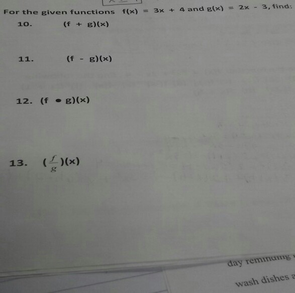 Solved r the given functions f(x)3x +4 and g(x) 2x - 3, | Chegg.com