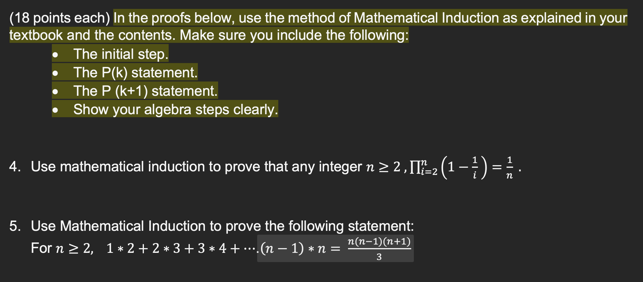 Solved (18 points each) In the proofs below, use the method | Chegg.com