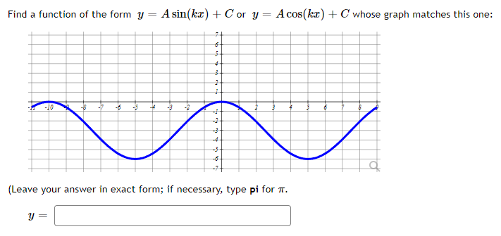 Solved Find a function of the form y = A sin(kx) + Cor y = A | Chegg.com