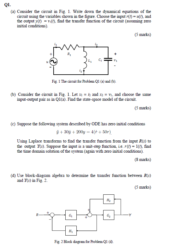Solved Q1. (a) Consider the circuit in Fig. 1. Write down | Chegg.com