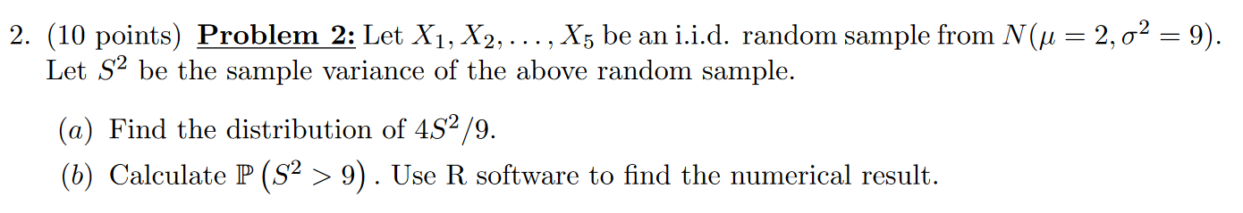 Solved 2. (10 points) Problem 2: Let X1,X2,…,X5 be an i.i.d. | Chegg.com