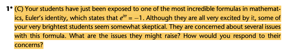 Solved ics, Euler's identity, which states that eiπ=−1. | Chegg.com