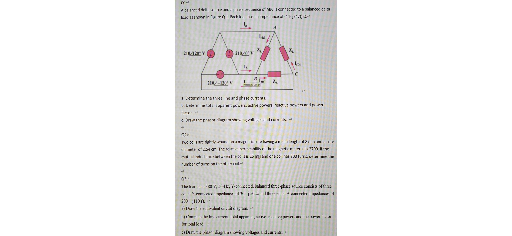 Solved A balanced delta source and a phase sequence of ABC | Chegg.com