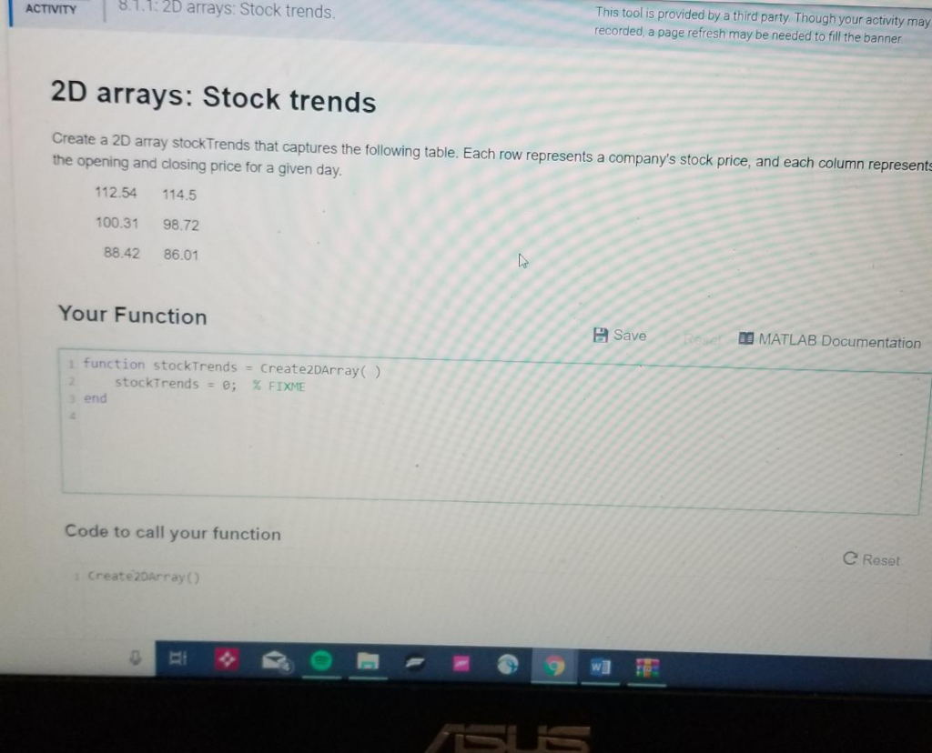 Solved ACTIVITY.1:2arrays: Stock trends. This tool is | Chegg.com