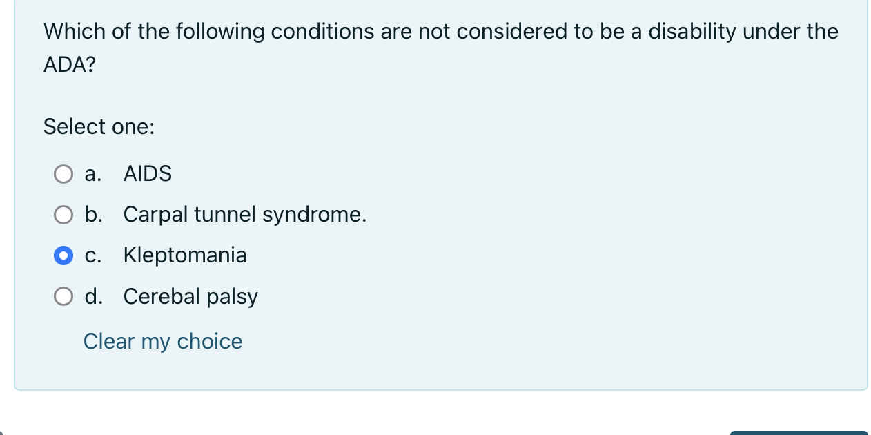 Solved Which of the following conditions are not considered | Chegg.com
