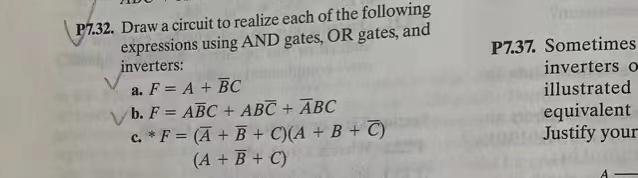 Solved P7.32. Draw a circuit to realize each of the | Chegg.com