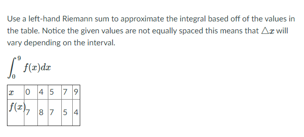 Solved Use a left-hand Riemann sum to approximate the | Chegg.com