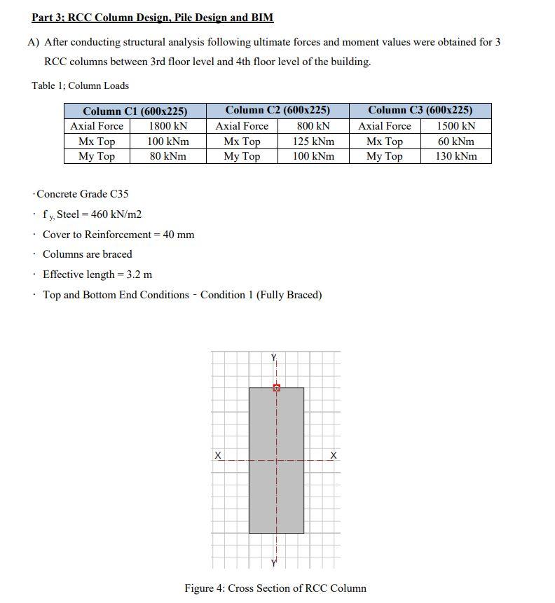 Part 3: RCC Column Design, Pile Design and BIM A) | Chegg.com