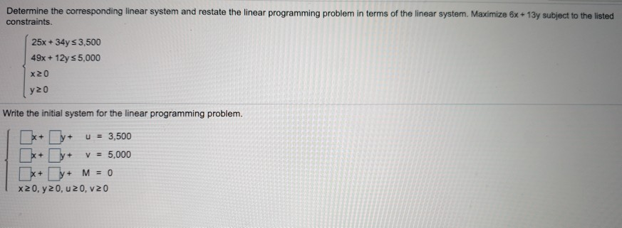 Solved Determine the corresponding linear system and restate | Chegg.com