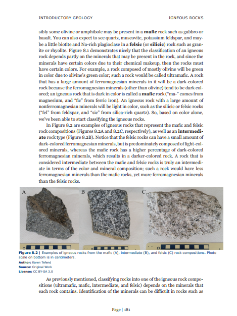 Solved: INTRODUCTORY GEOLOGY IGNEOUS ROCKS 8.8 STUDENT RES... | Chegg.com