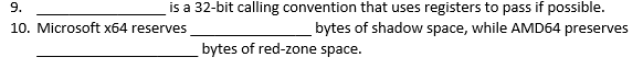 Solved 9. is a 32-bit calling convention that uses registers | Chegg.com