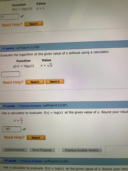 Solved EVaiuall Value Function f(x) -logs(x)x1 Need Help? | Chegg.com