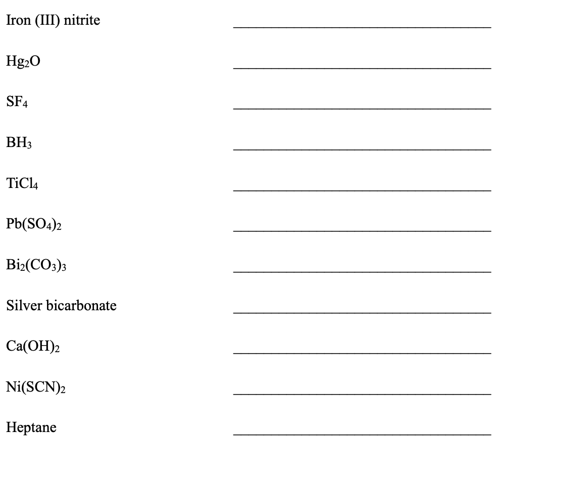 Solved Fe2O3 Cu20 SnF4 PbO2 Co2S3 Iron (III) nitrite Hg20 | Chegg.com