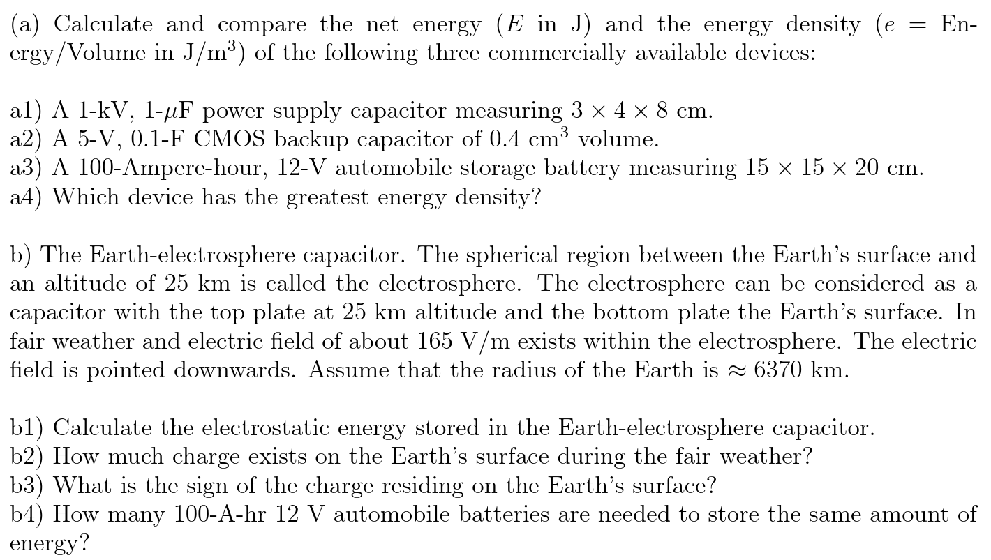 Solved En- (a) Calculate and compare the net energy (E in J) | Chegg.com