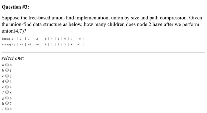 Solved Question # 1 : Suppose the tree-based union-find | Chegg.com