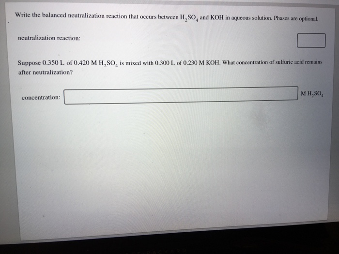 Solved Write the balanced neutralization reaction that | Chegg.com