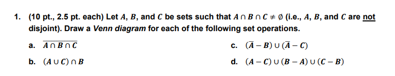 Solved 1. (10 pt., 2.5 pt. each) Let A,B, and C be sets such | Chegg.com