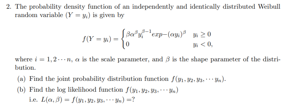 Solved 2. The probability density function of an | Chegg.com