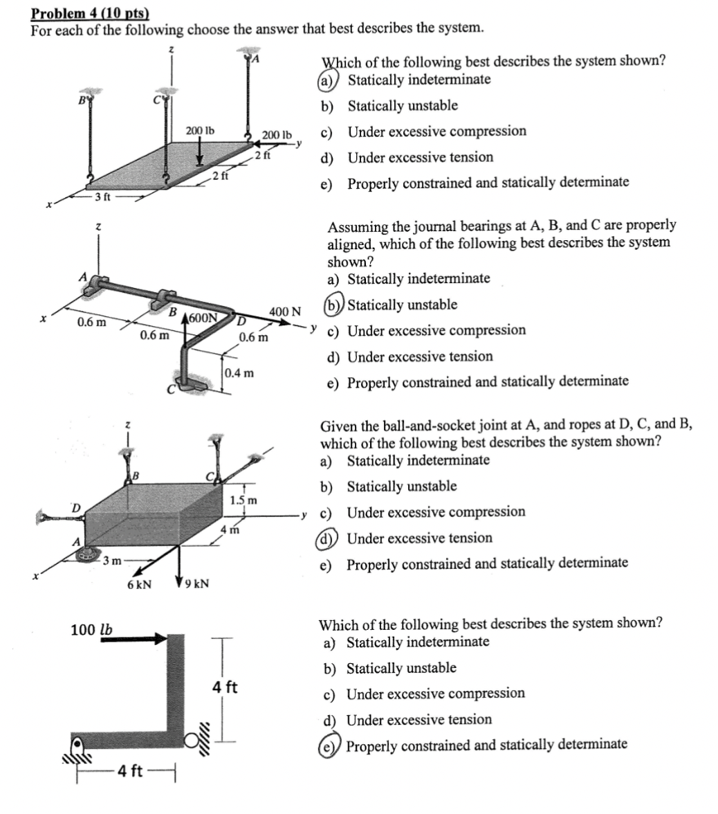 Solved Problem 4 ( 10 ﻿pts )For each of the following choose | Chegg.com