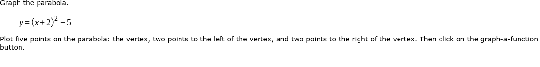 Solved Graph the parabola.y=(x+2)2-5Plot five points on the | Chegg.com