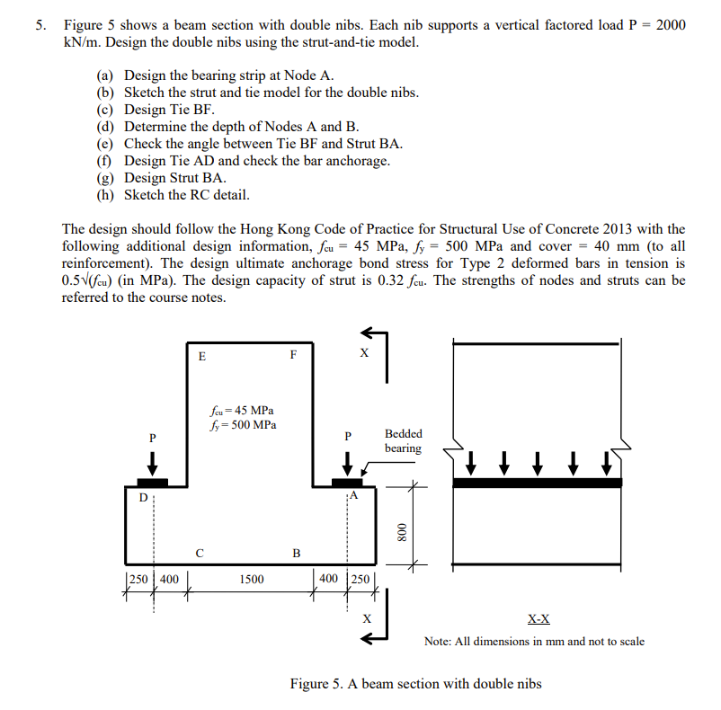 Figure 5 shows a beam section with double nibs. Each | Chegg.com