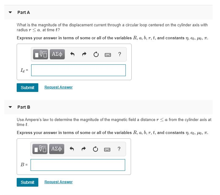 Solved A uniform electric field is directed axially in a | Chegg.com