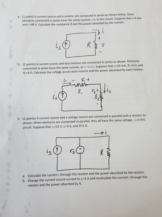 Solved A current source and a resistor are connected in | Chegg.com