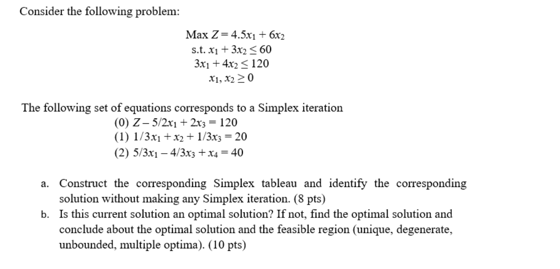 Solved Consider the following problem: MaxZ=4.5x1+6x2 s.t. | Chegg.com