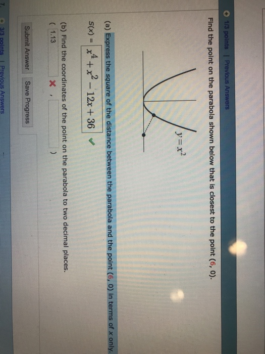 Solved Find The Point On The Parabola Shown Below That Is Chegg