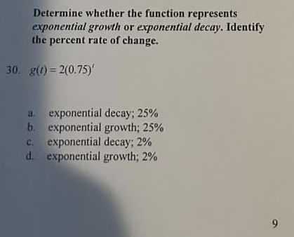Solved Determine whether the function represents exponential | Chegg.com