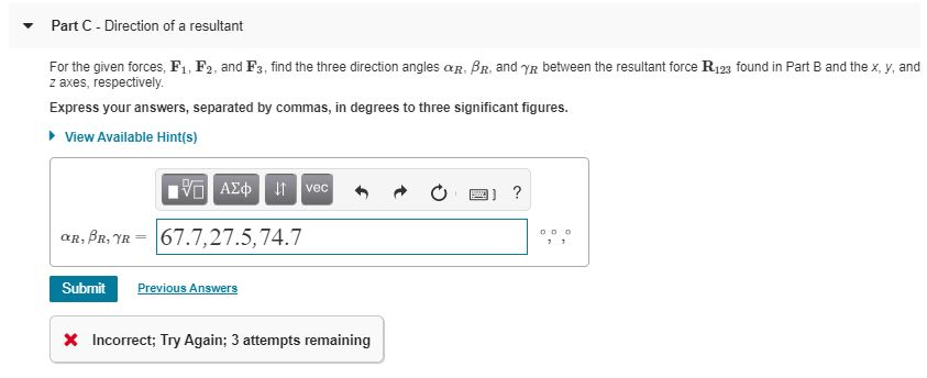 Solved Part A - Resultant of adding F, and F3 Learning Goal: | Chegg.com