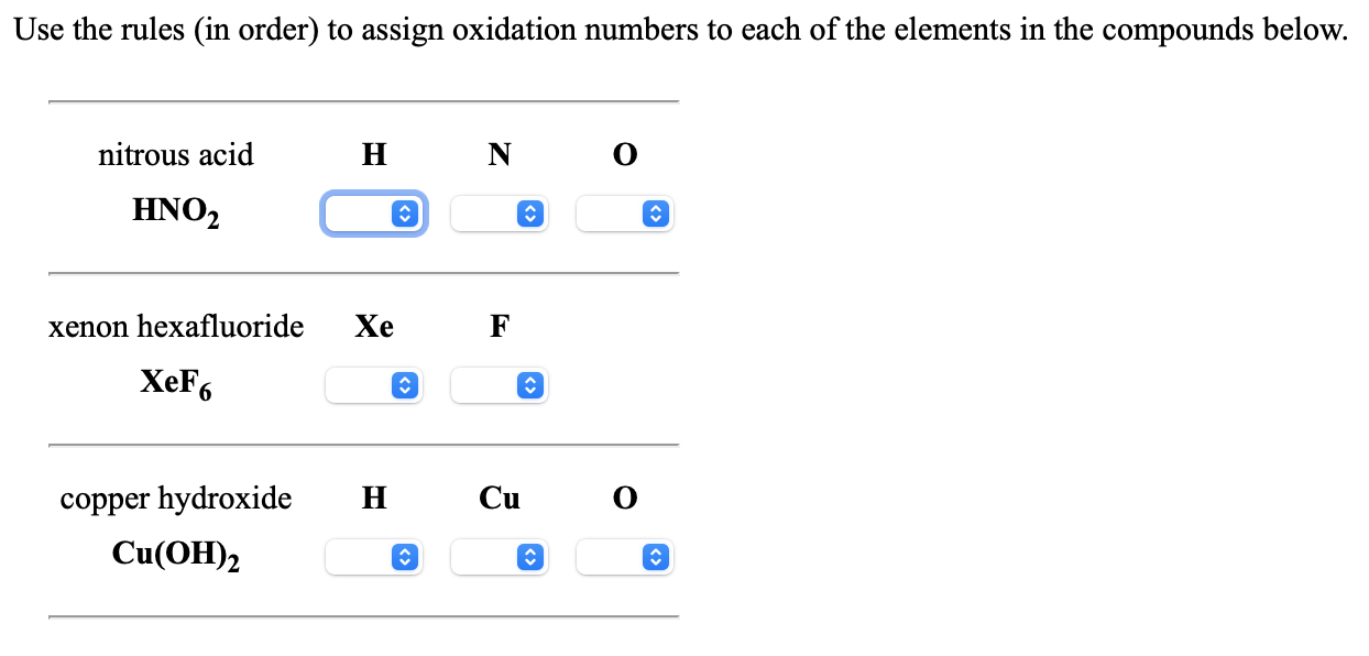 Solved Use the rules (in order) to assign oxidation numbers | Chegg.com