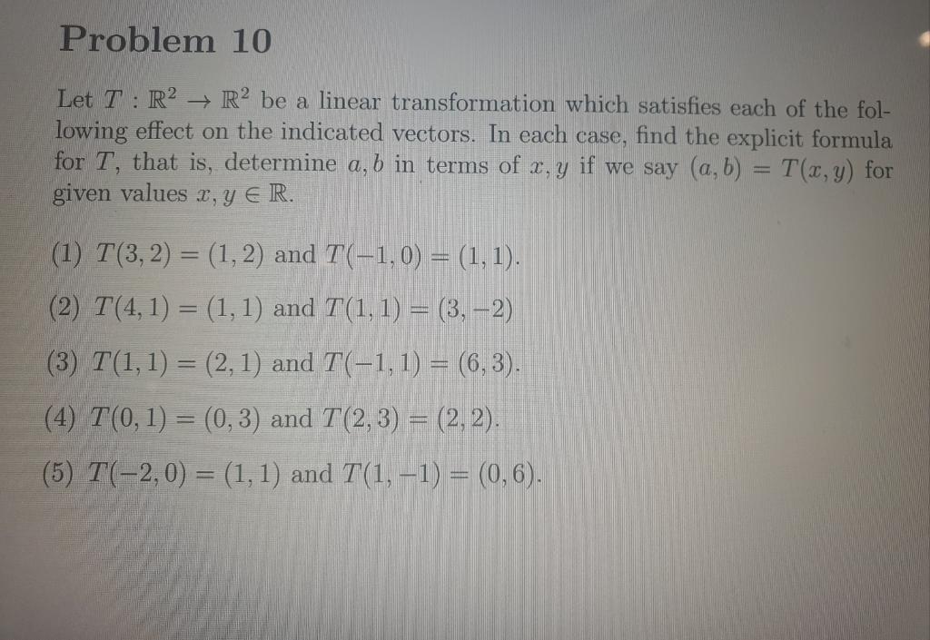 Solved Let T:R2→R2 be a linear transformation which | Chegg.com