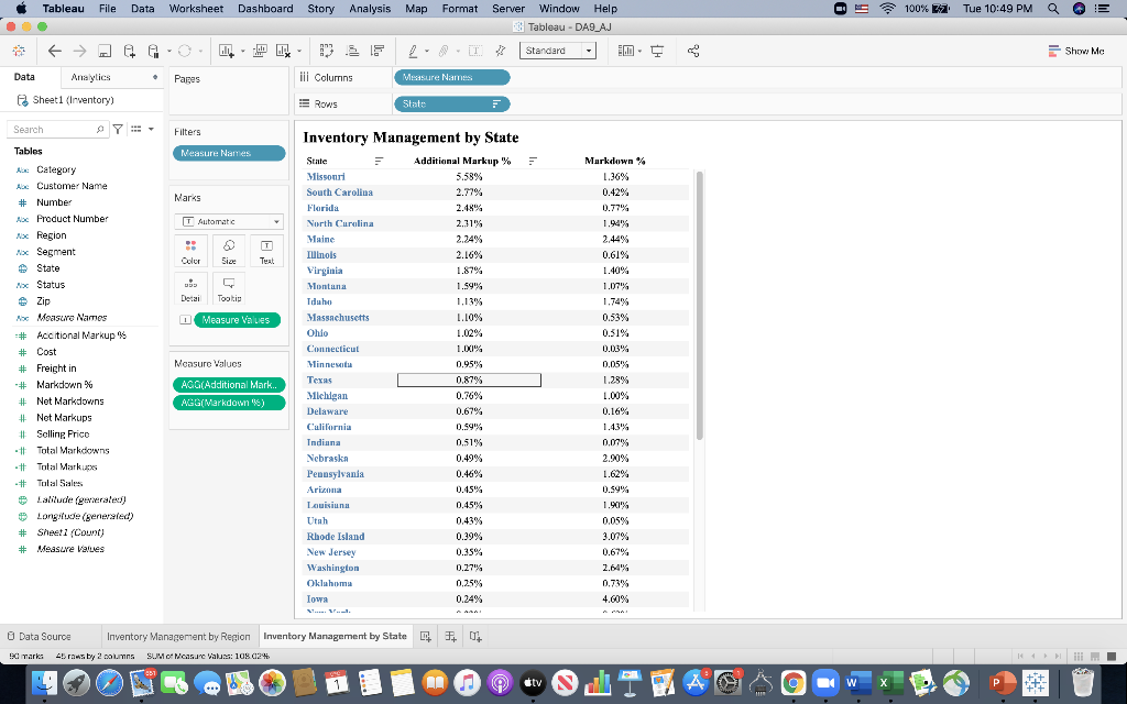 Solved Tableau File Data Worksheet 100% 2 Tue 10:49 PM | Chegg.com