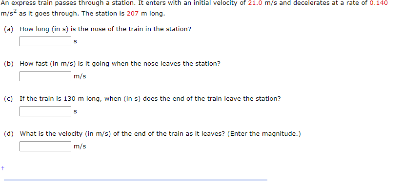 Solved An express train passes through a station. It enters | Chegg.com