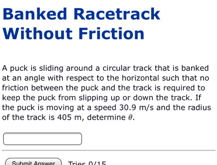 Solved Banked Racetrack Without Friction A puck is sliding | Chegg.com