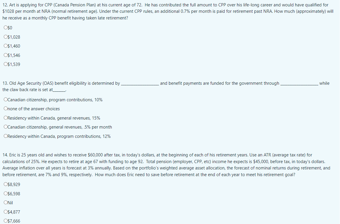 12. Art is applying for CPP (Canada Pension Plan) at | Chegg.com