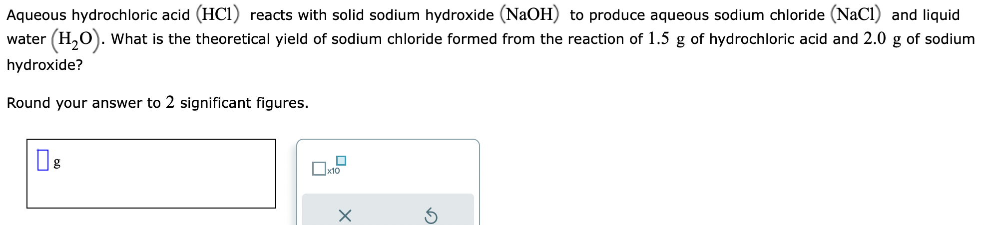 Solved Aqueous hydrochloric acid (HCl) reacts with solid | Chegg.com