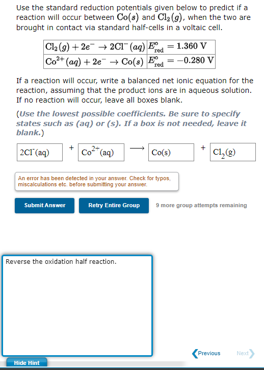 Solved Use the standard reduction potentials given below to | Chegg.com