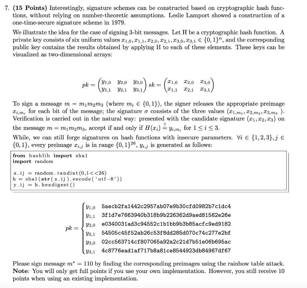(15 Points) Interestingly, signature schemes can be | Chegg.com