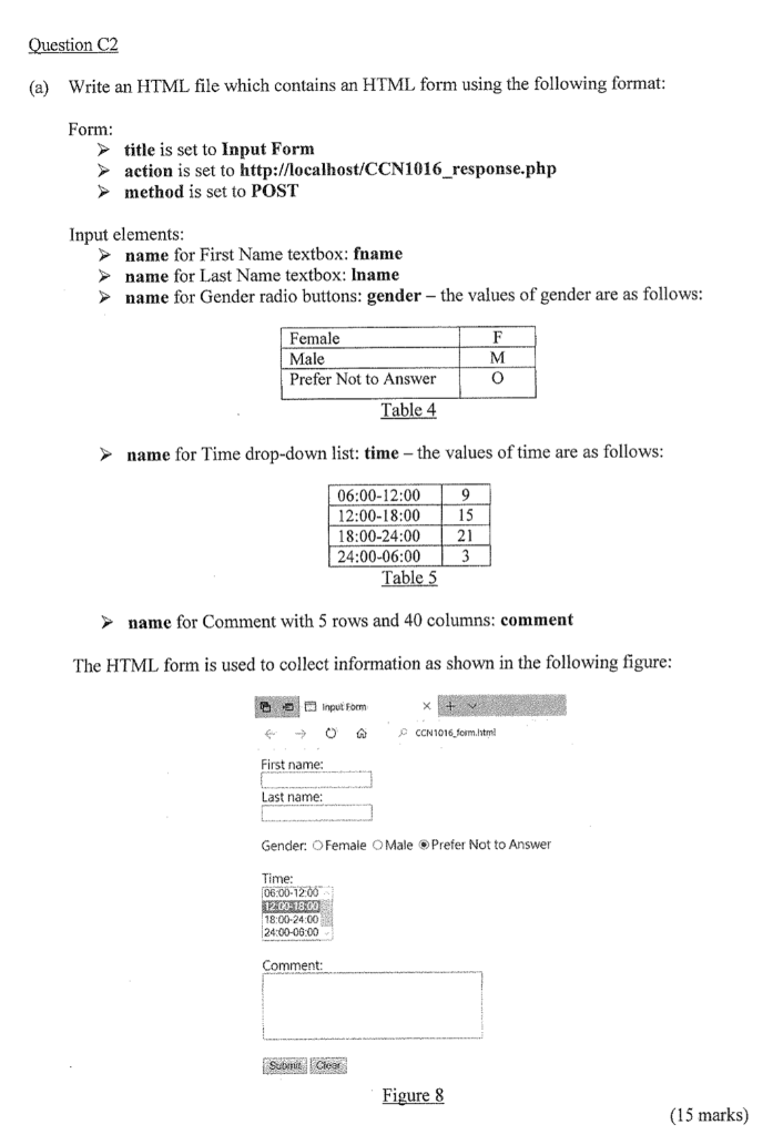 Solved Question C2 (a) Write an HTML file which contains an | Chegg.com